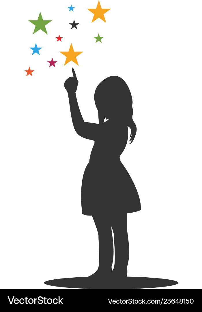 Child pointing stars icon graphic design template Vector Image