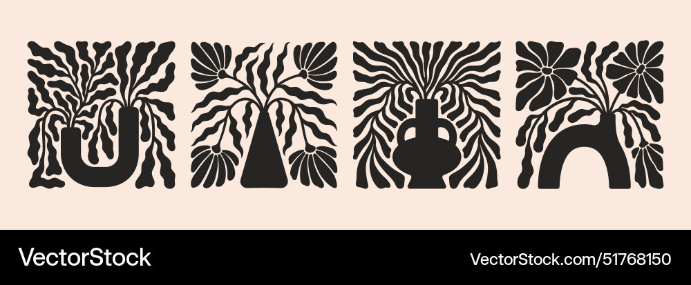 Organic matisse floral pattern abstract flower Vector Image