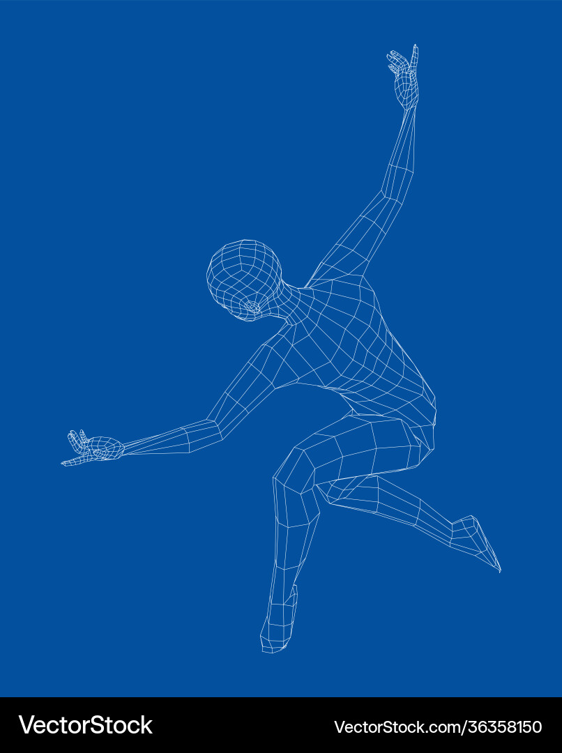 Wireframe ballerina in dance pose Royalty Free Vector Image