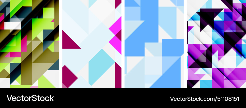 A vibrant display of various colored triangles Vector Image