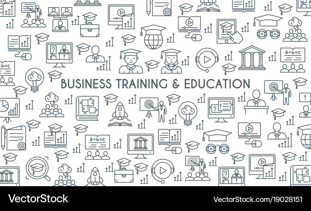 Business Training Icon Set Royalty Free Vector Image