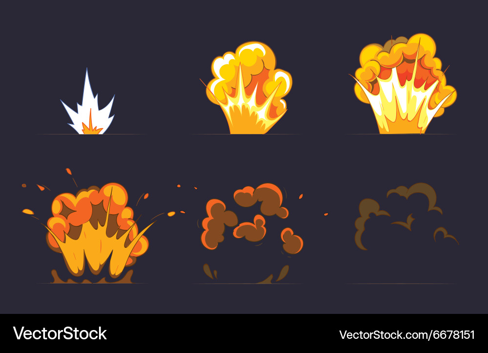 Cartoon explosion effect with smoke Royalty Free Vector