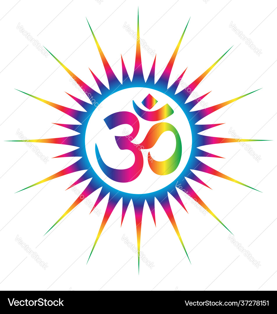 Classic aum om omkara symbol in sunburst Vector Image