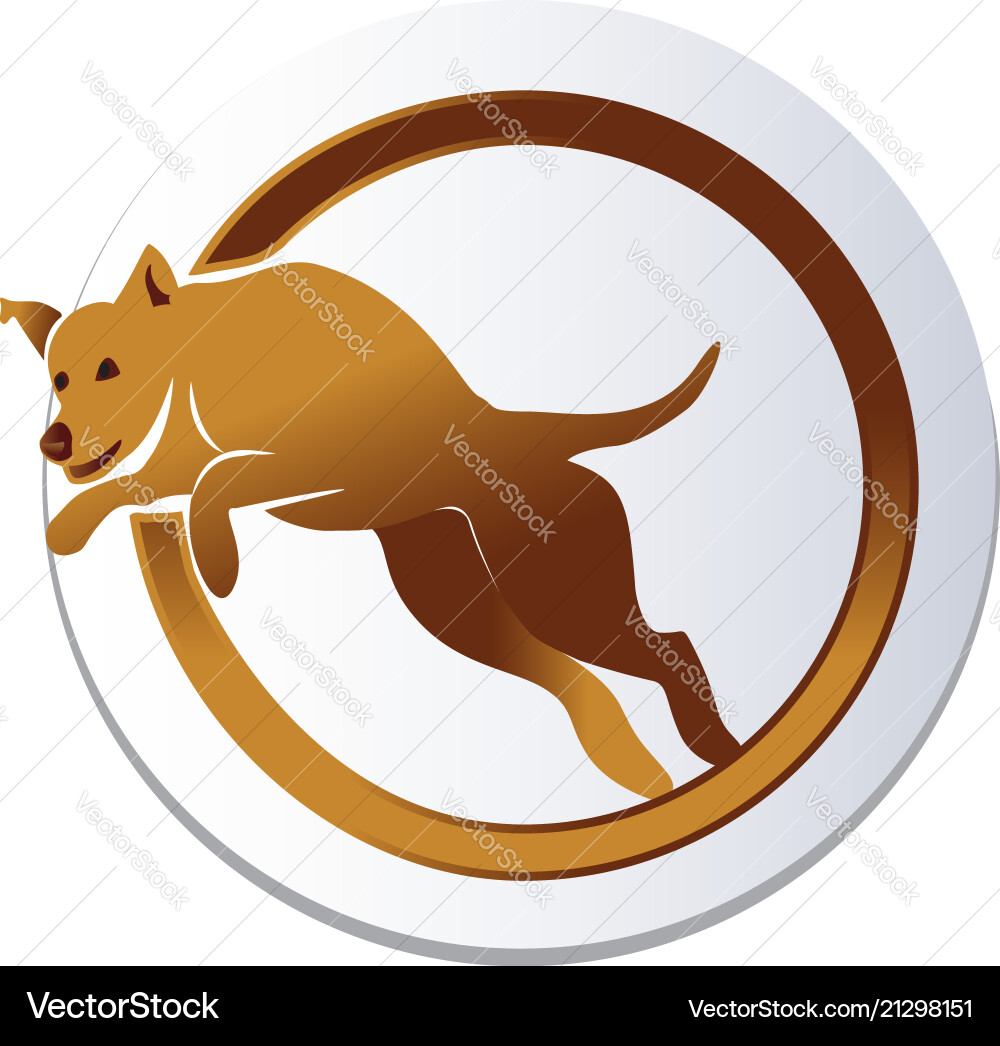Dog jump over hoop logo Royalty Free Vector Image