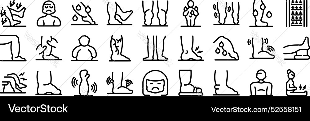 Edema icons set patients with leg problems Vector Image