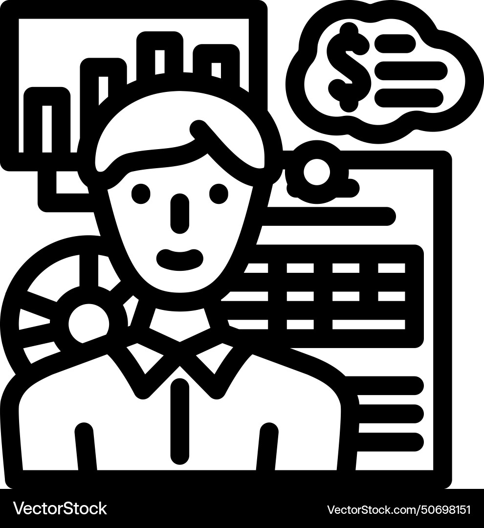 Financial advisor line icon Royalty Free Vector Image