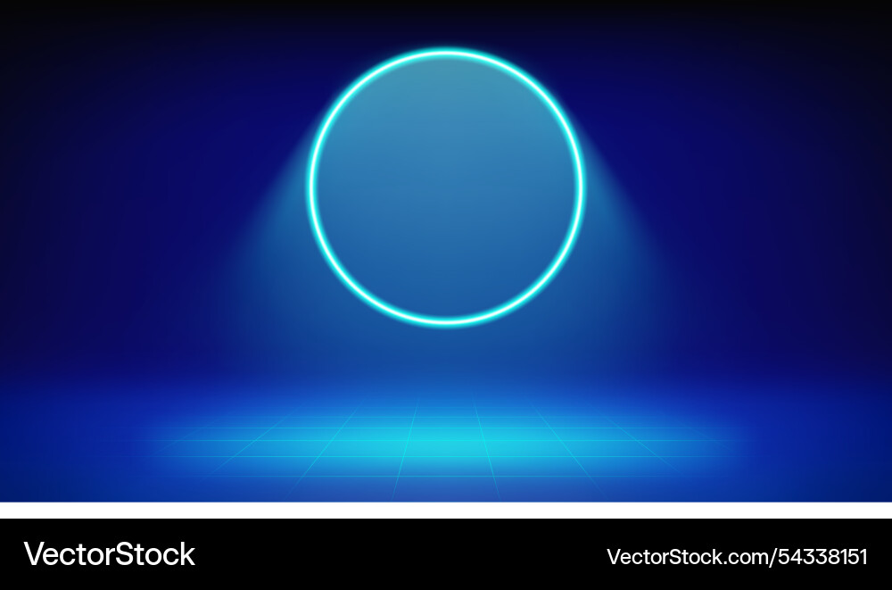 Futuristic stage blue background room illuminated Vector Image
