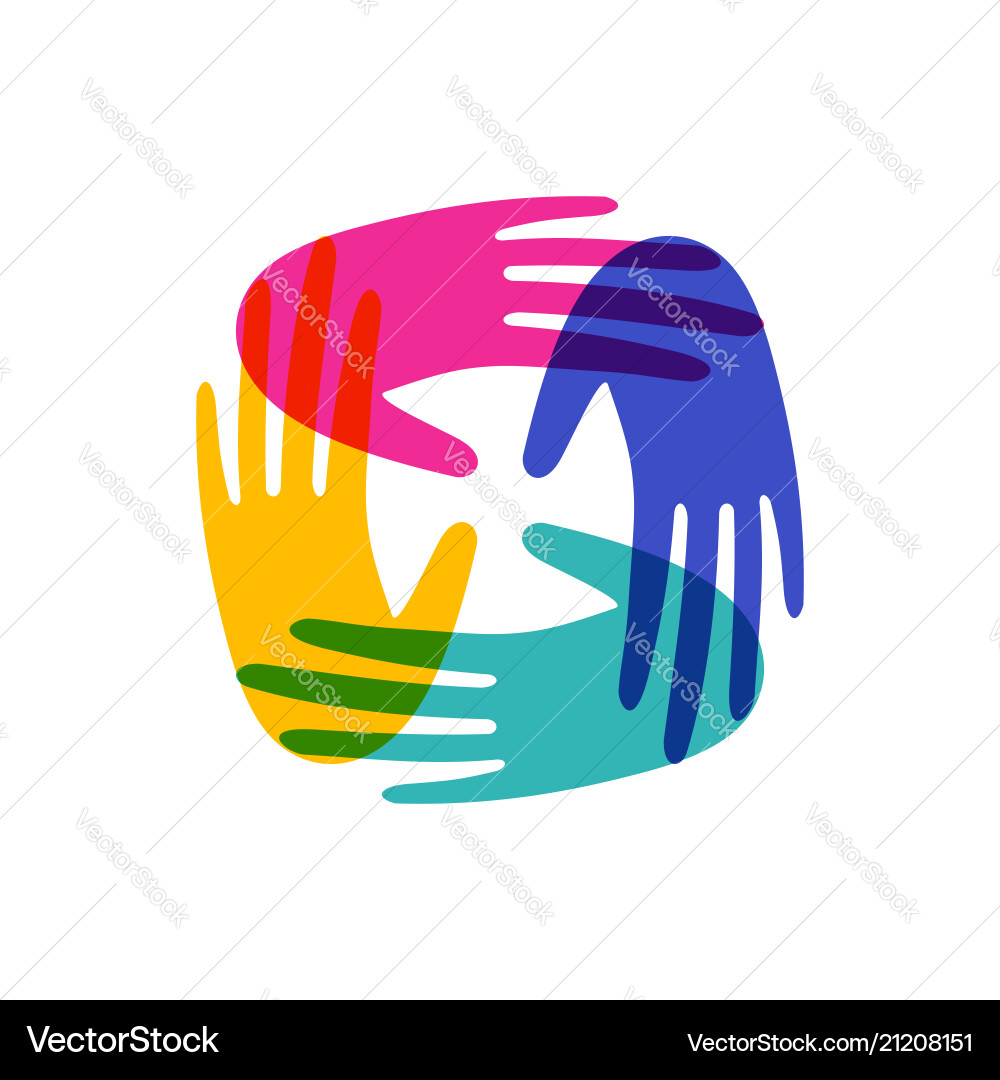 Human hands together for community help Royalty Free Vector