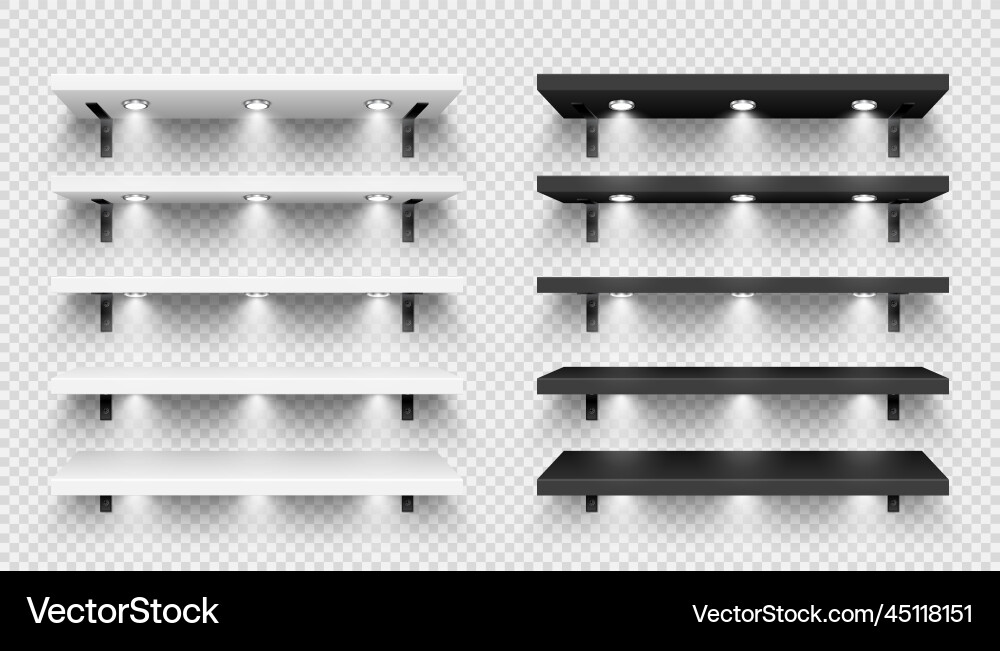 Realistic store shelves with wall mount Royalty Free Vector