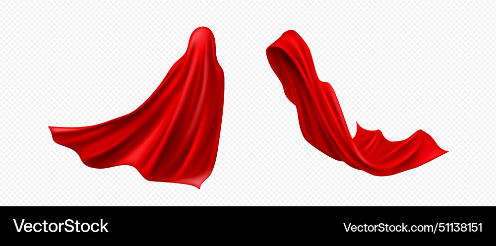 Red superhero cloak set Royalty Free Vector Image