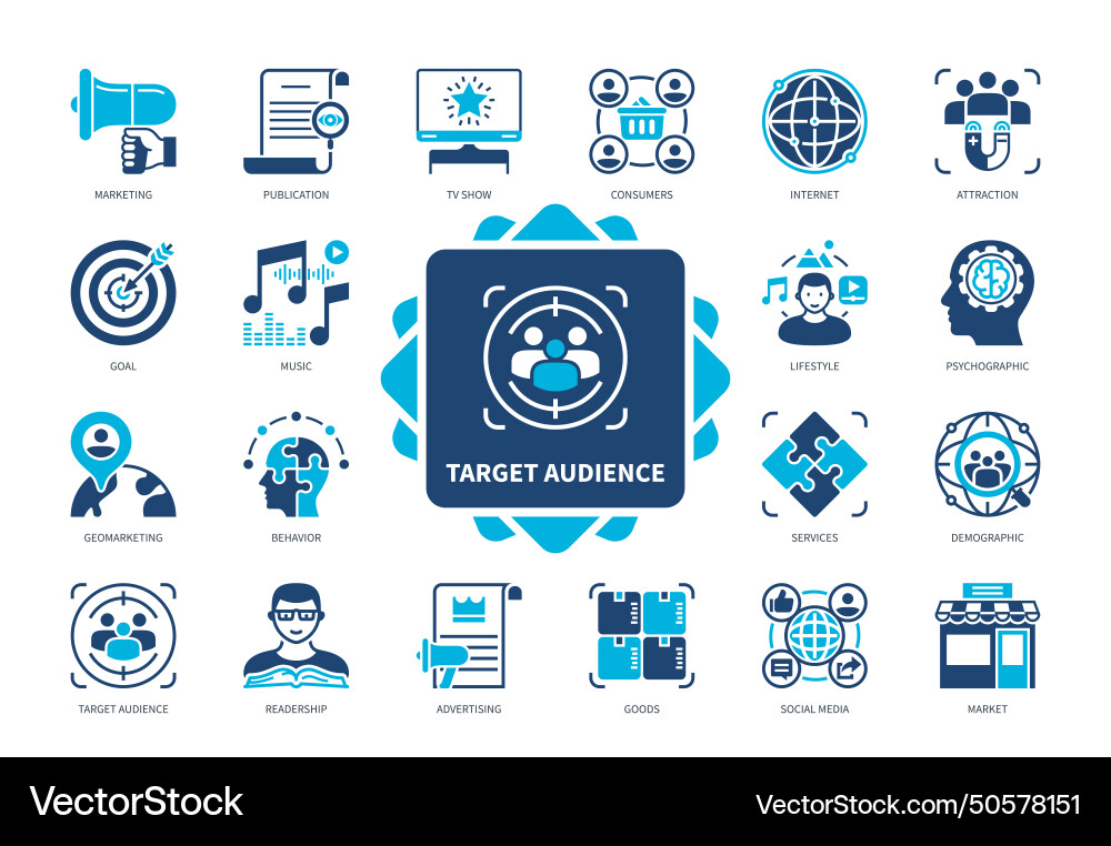 Target audience solid icon set Royalty Free Vector Image