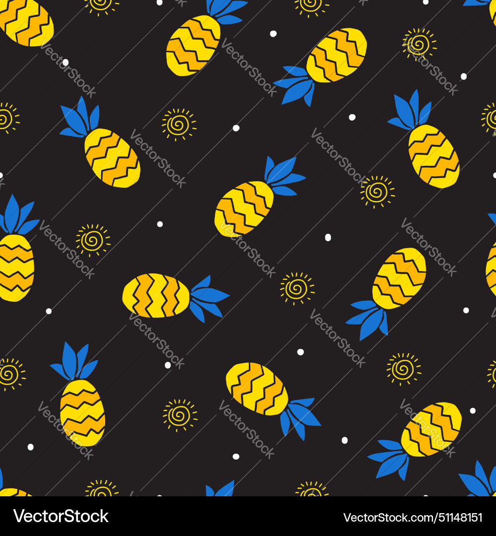 Tropical midnight abstract pineapple cosmos Vector Image