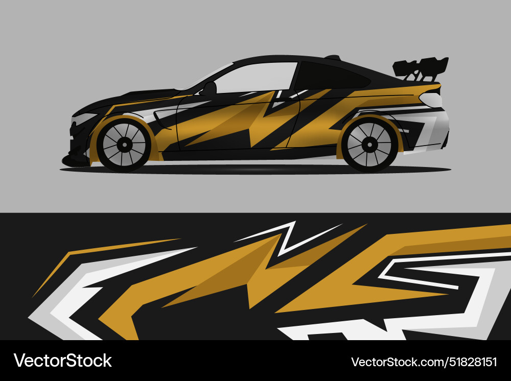 Vehicle racing car wrap sticker design Royalty Free Vector