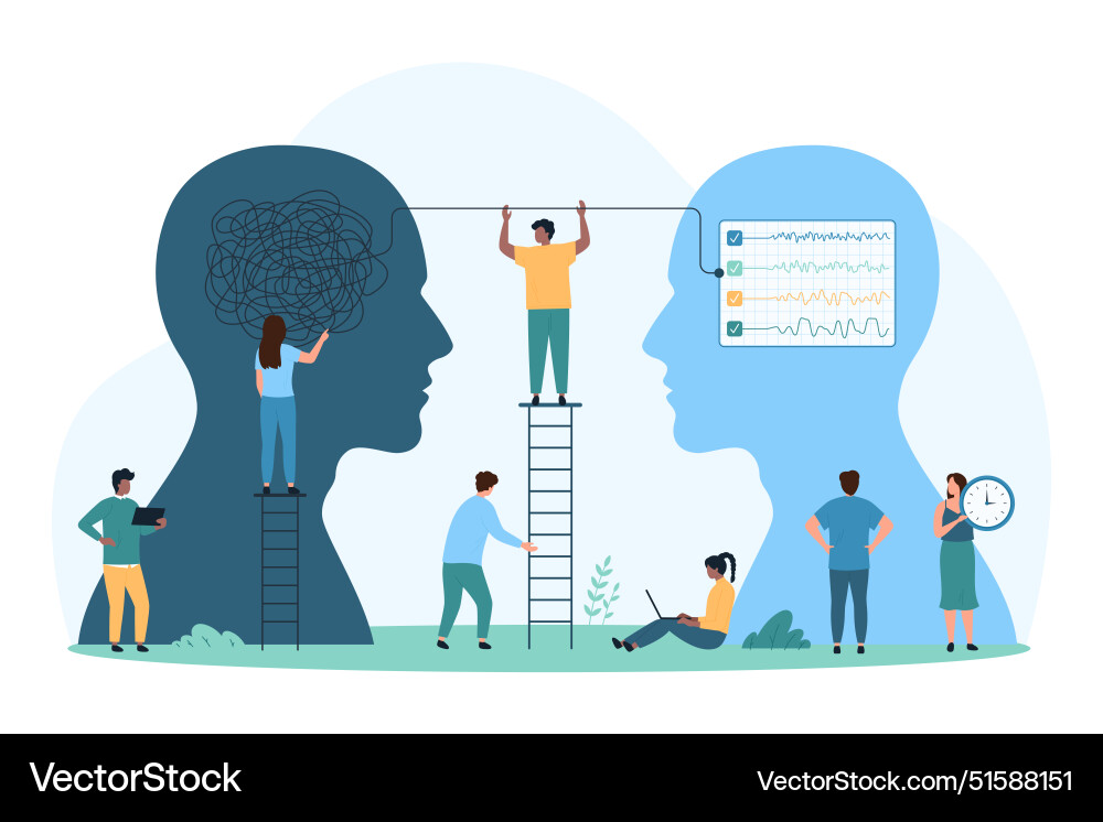 Visualization of mental therapy session with tiny Vector Image