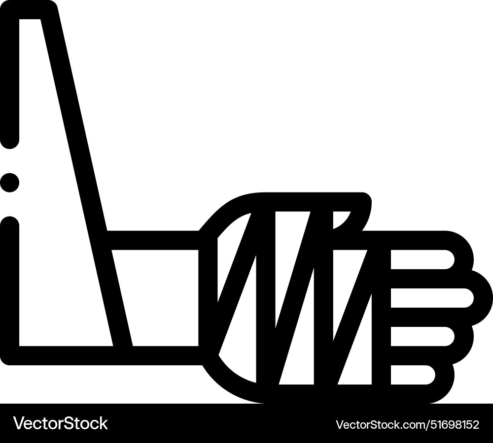 Broken hand icon thin linear style design Vector Image