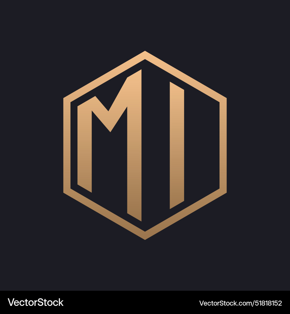 Elegant hexagon letter mi logo design initial Vector Image