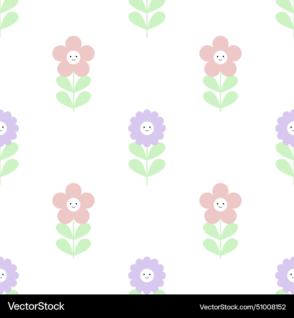 Flower cartoon cute pastel seamless pattern Vector Image