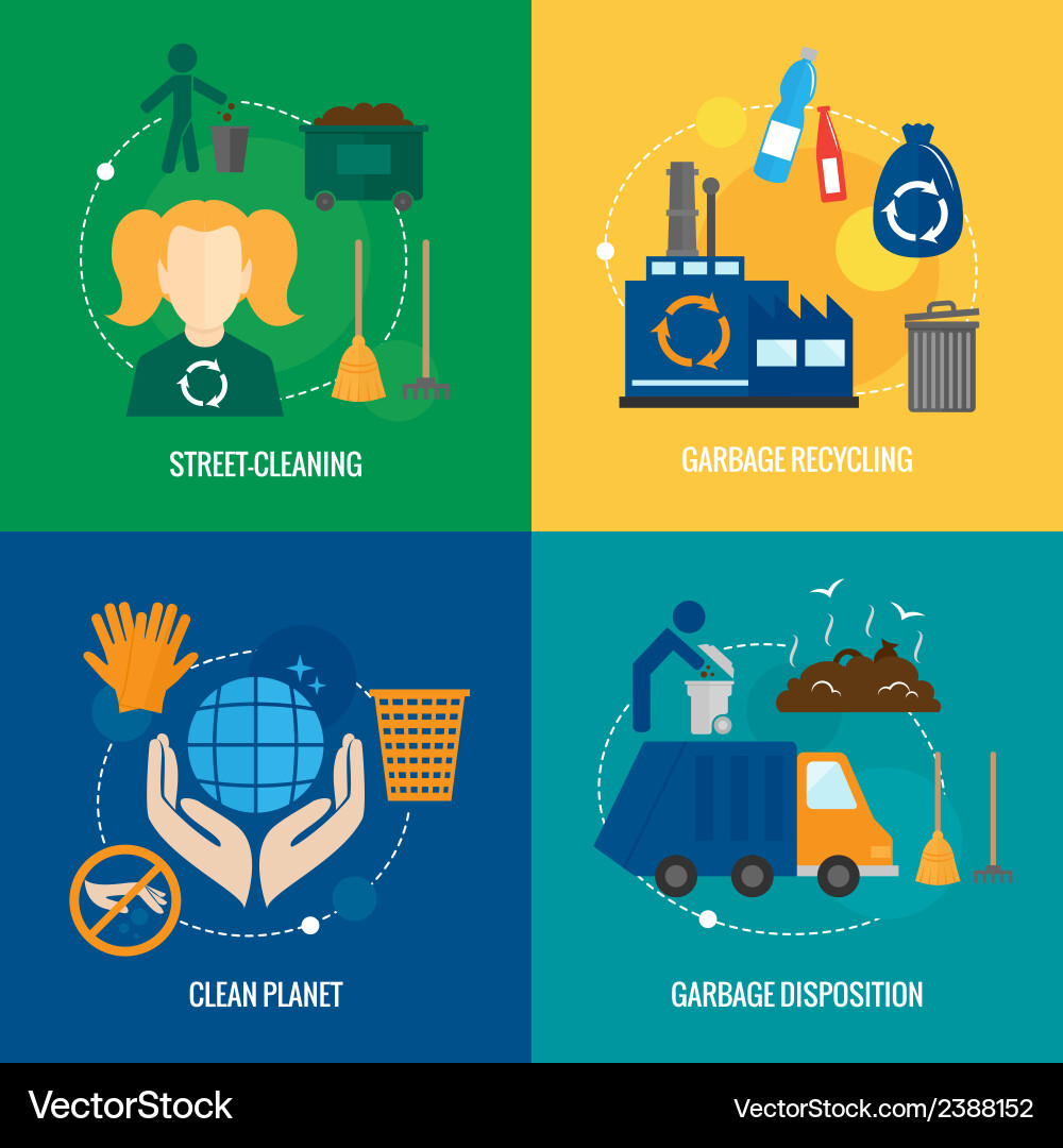 Garbage icons composition Royalty Free Vector Image