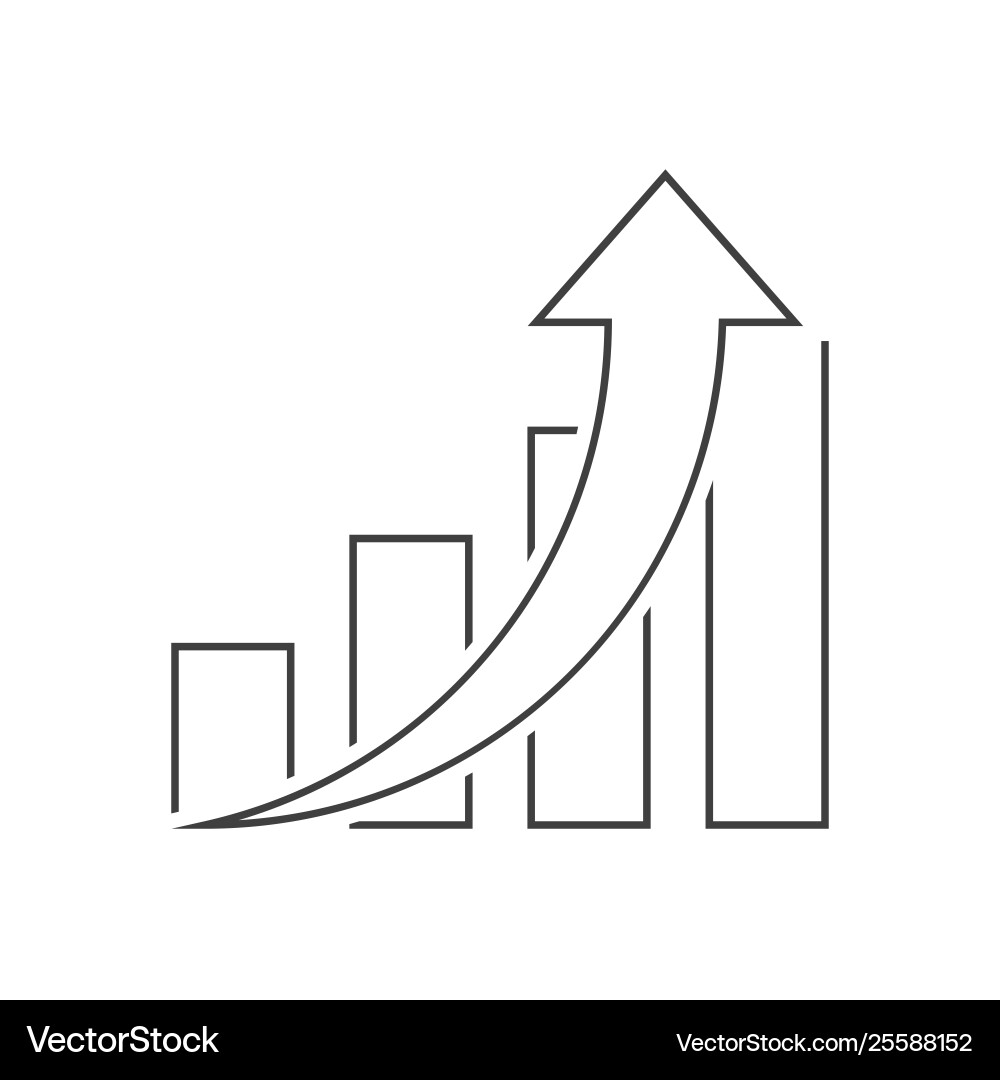 Graph up outline icon on white background Vector Image
