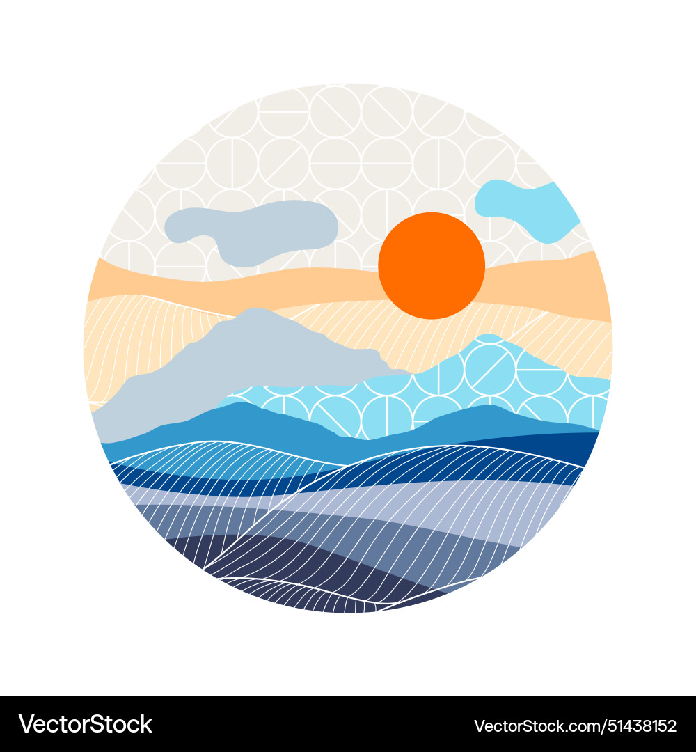 Landscape with mountains and hills natural scene Vector Image