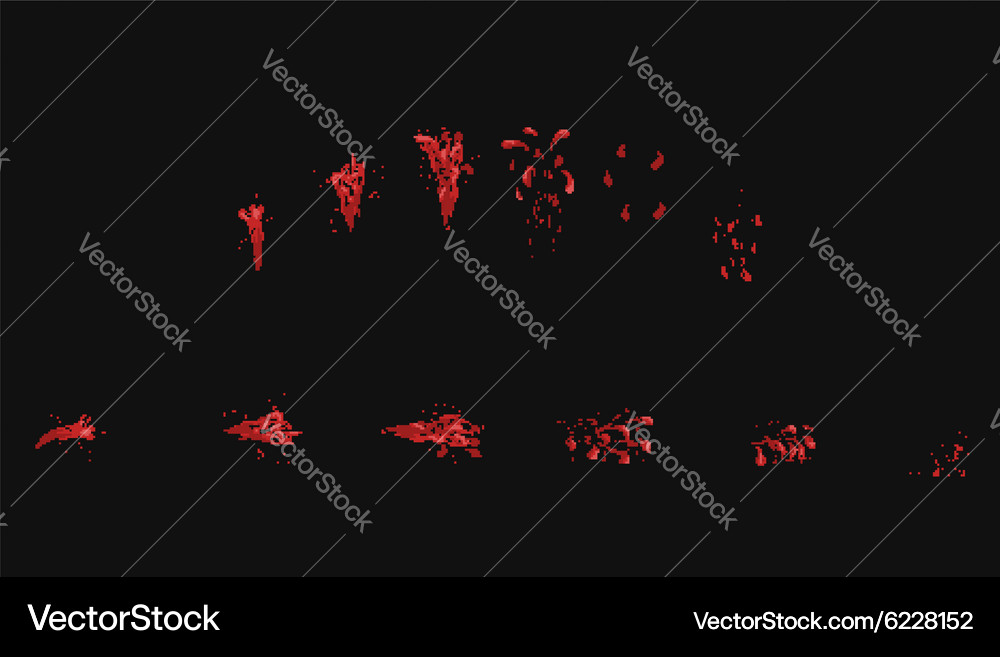 Pixel art blood splatter animation Royalty Free Vector Image