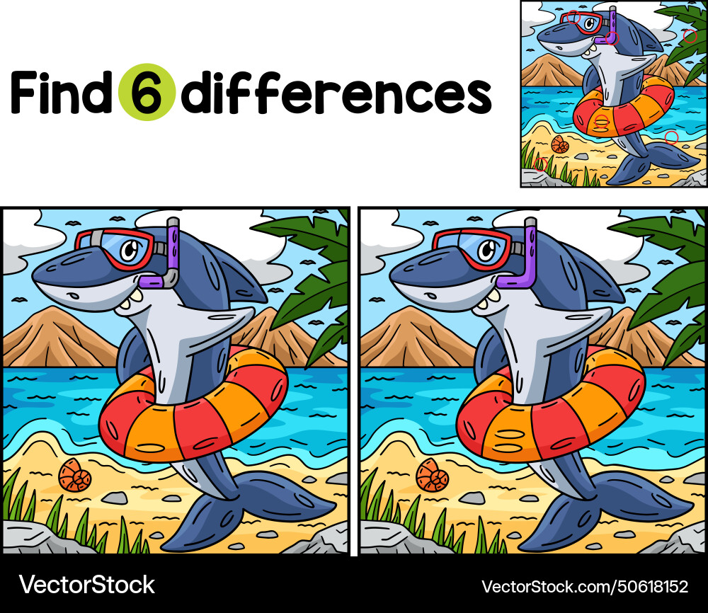Shark with snorkel float ring find the differences