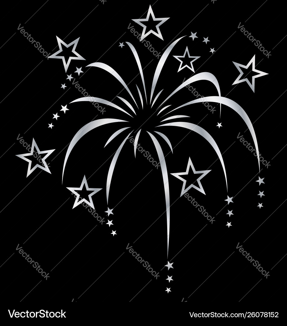 Silver white stylized fireworks Royalty Free Vector Image