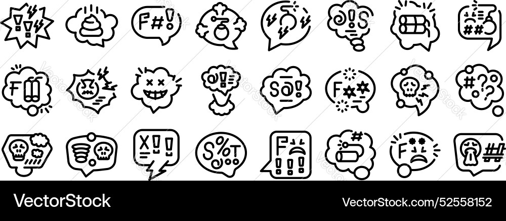 Swear speech bubble icons set people expressing Vector Image