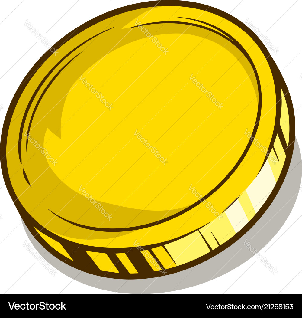 Cartoon gold empty coin icon Royalty Free Vector Image