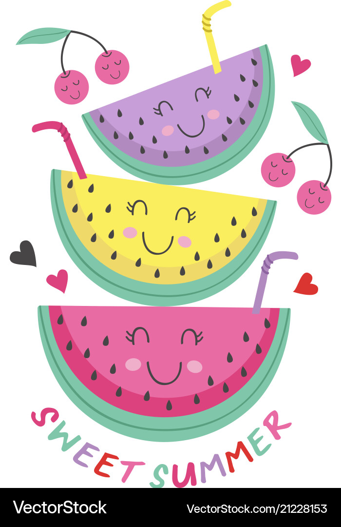 Cute Watermelon Poster Royalty Free Vector Image