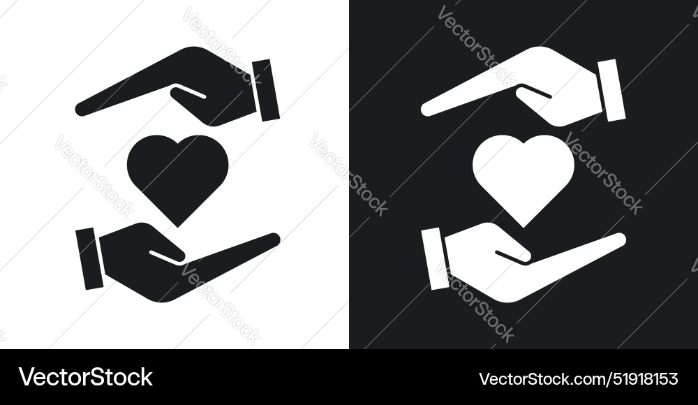 Hand holding heart icon set in solid black Vector Image