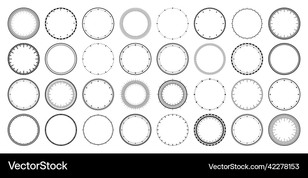 Mechanical clock faces bezel watch dial Royalty Free Vector