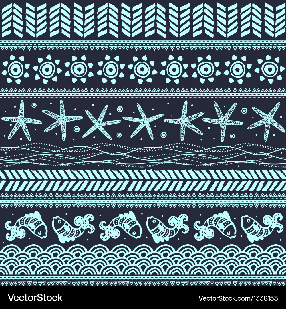 Tribal Blue Pattern Royalty Free Vector Image - VectorStock