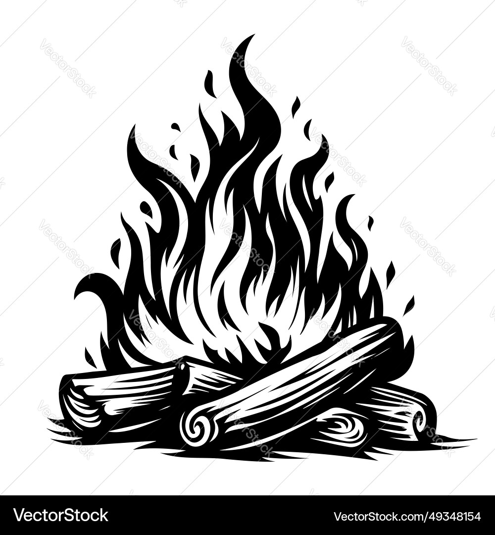 Camp fire icon bonfire burning on firewood symbol Vector Image
