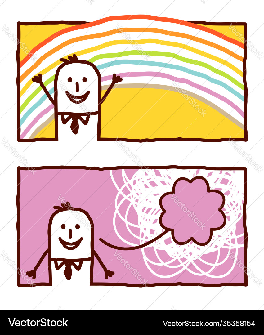 Hand drawn cartoon characters - rainbow happiness Vector Image