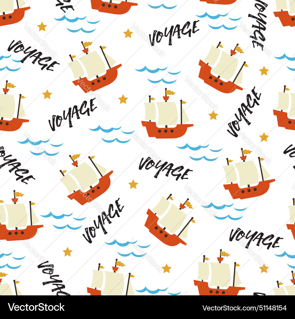Oceanic expedition nautical ship pattern Vector Image
