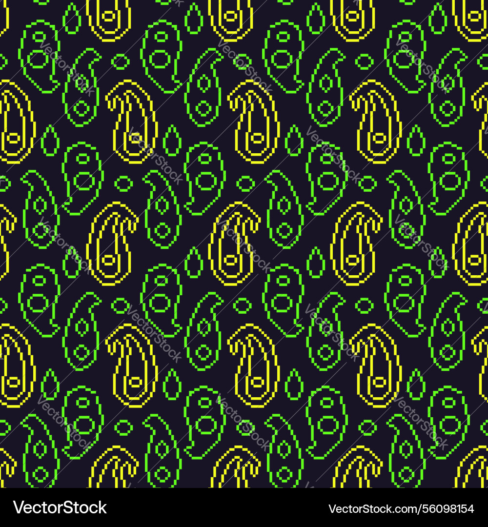Pixel art paisley seamless pattern painted indian Vector Image