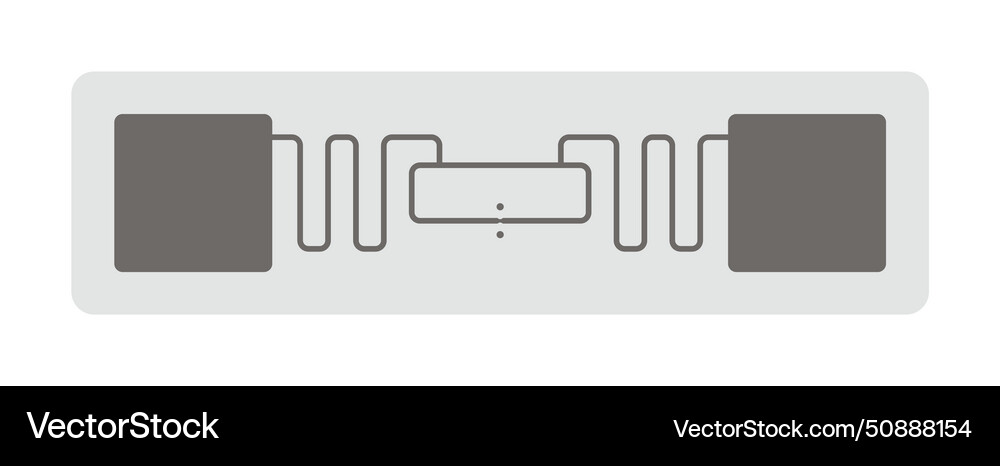 Ractangular rf id tag on sticky paper with Vector Image