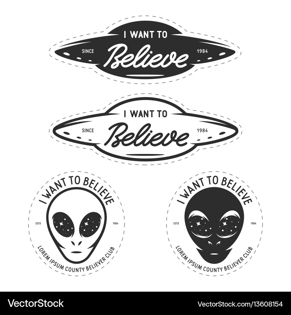 UFO Vintage Patch Set - Retro Sci-Fi Royalty Free Vector
