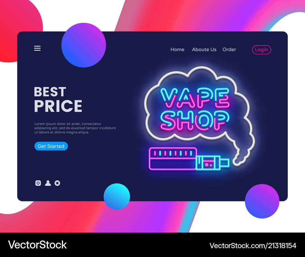 Vape shop design template vaping web Royalty Free Vector