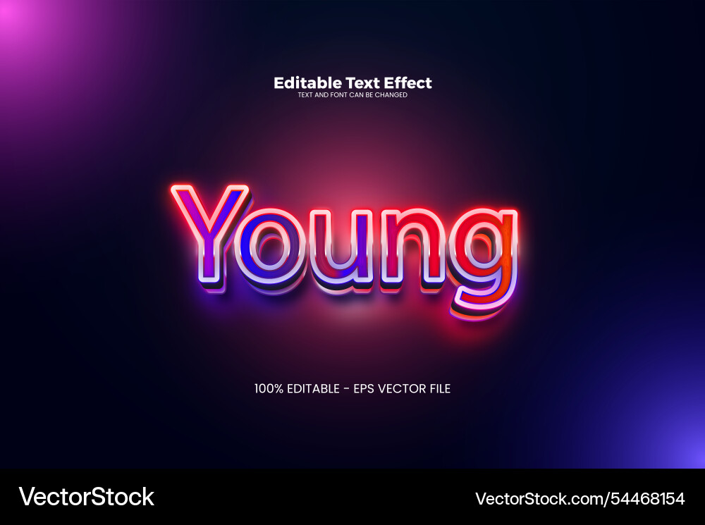 Young editable text effect in modern trend style Vector Image