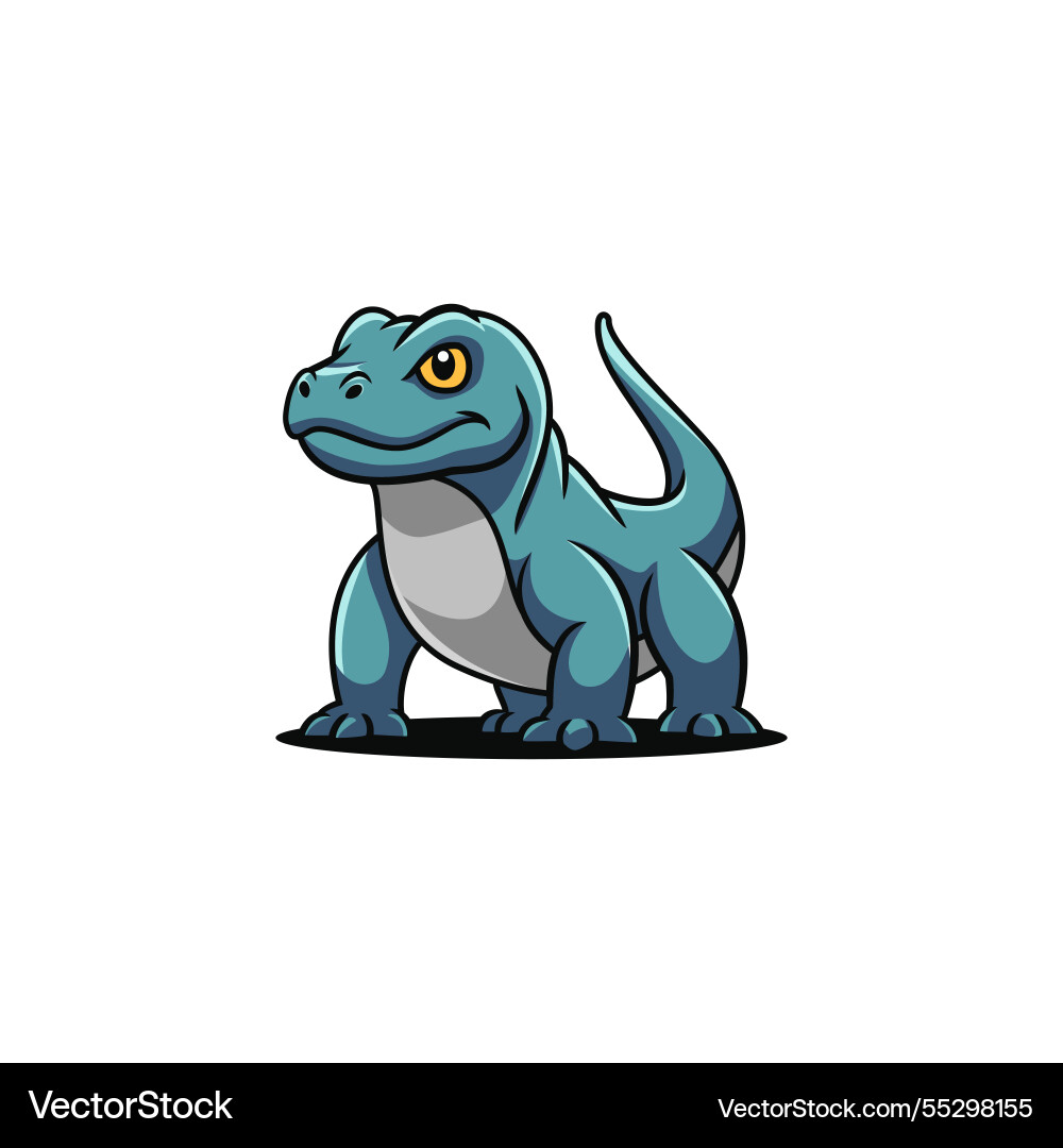 Adorable blue comodo cartoon Royalty Free Vector Image