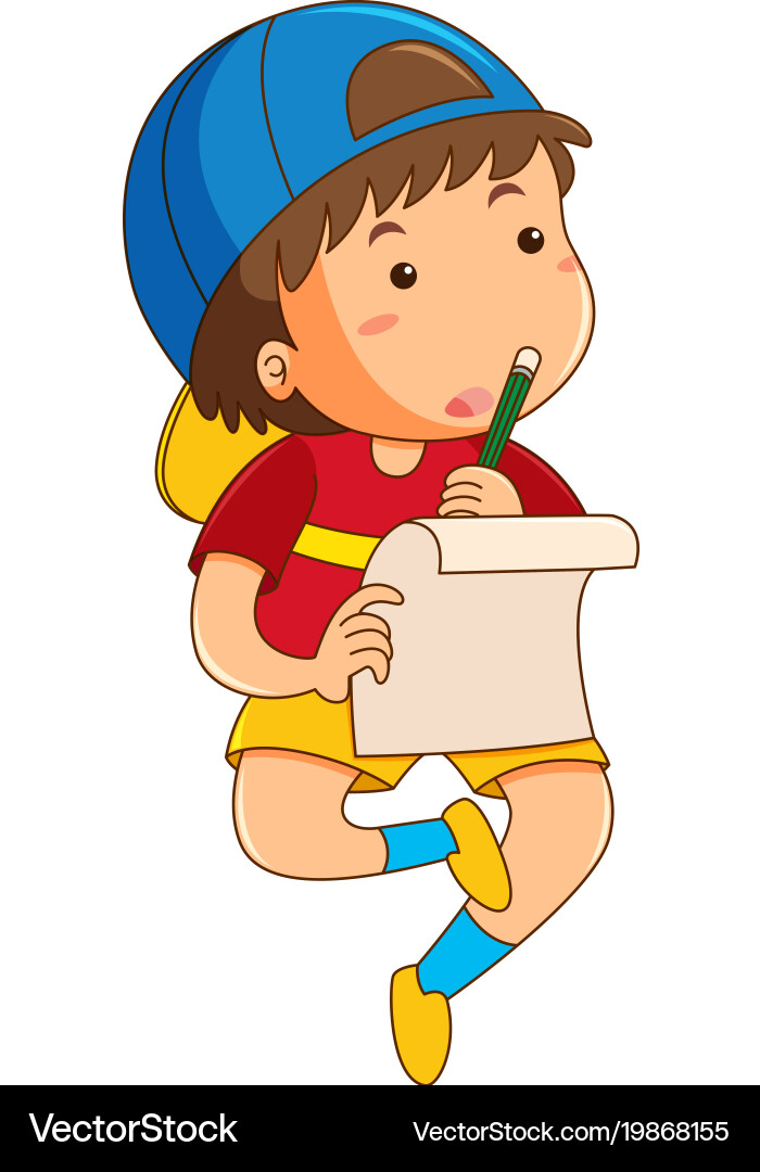 Boy doing homework alone Royalty Free Vector Image