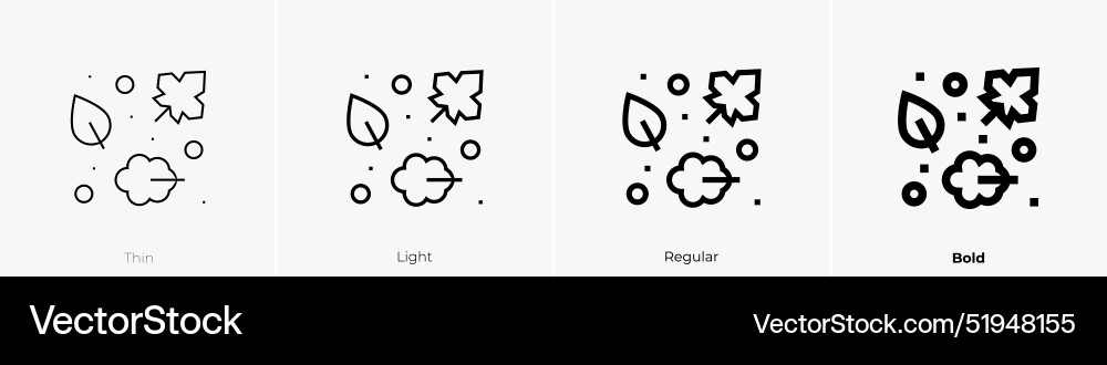 Leaves icon thin light regular and bold style Vector Image