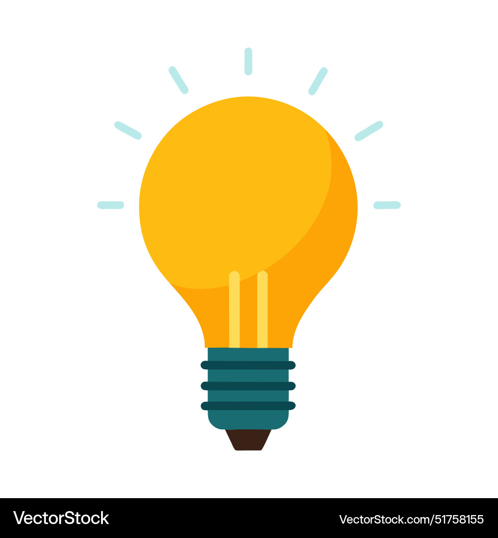 Light bulb flat on white background Royalty Free Vector