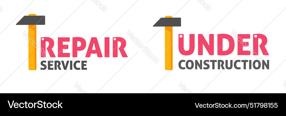 Repair service sign icon and under construction Vector Image