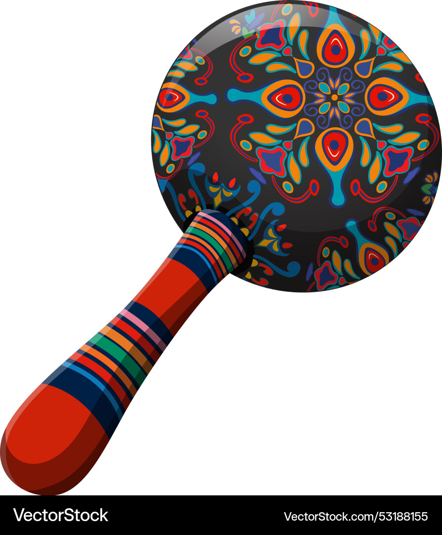 Vibrant maraca with intricate patterns and colors Vector Image