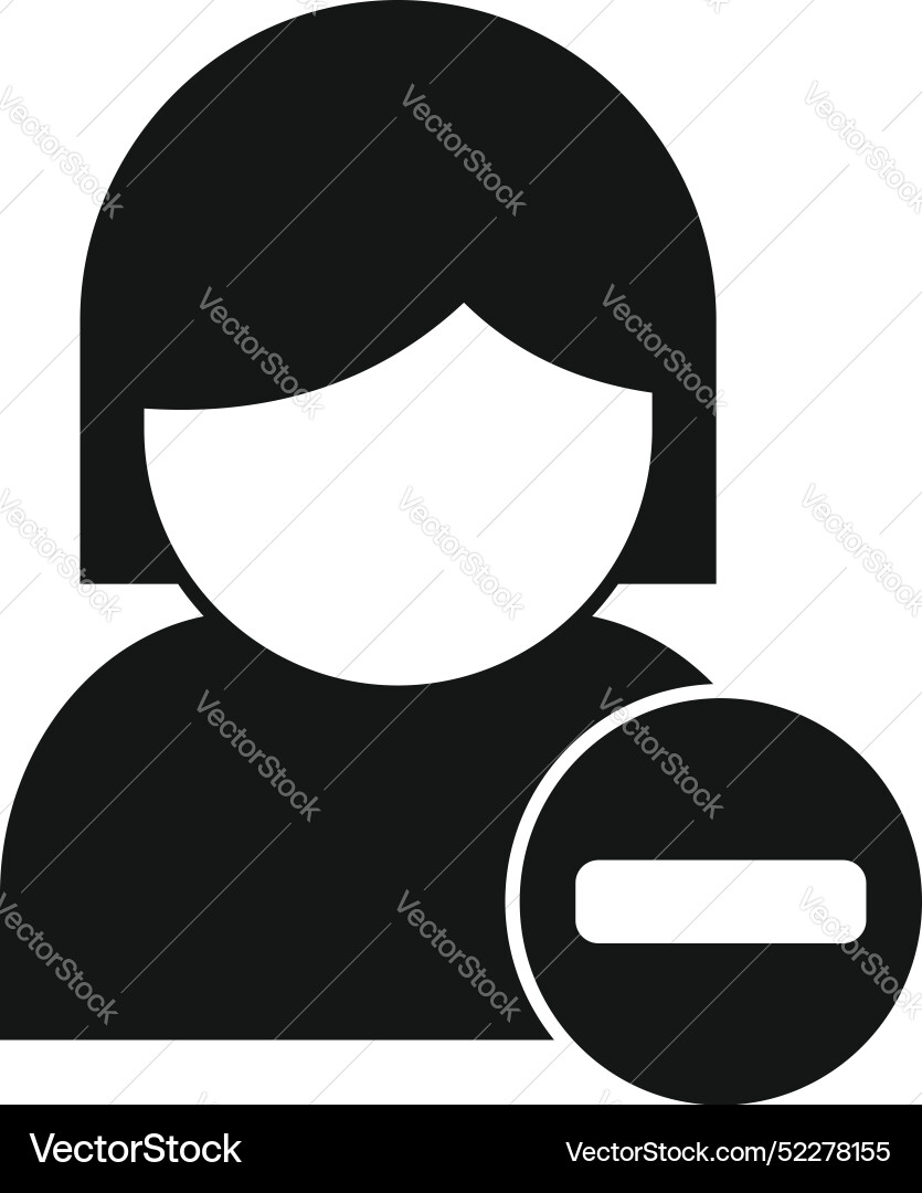Woman profile removing user icon showing delete Vector Image Woman profile removing user icon showing delete Vector Image