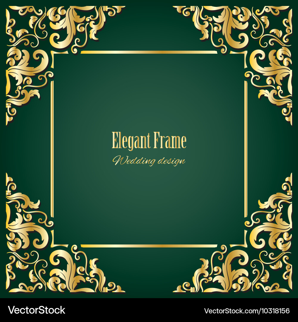 Golden Filigree Square Frame Royalty Free Vector Image