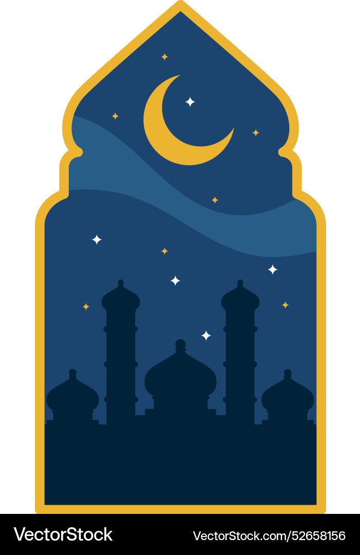 Islam scene background with moonlight in mosque Vector Image